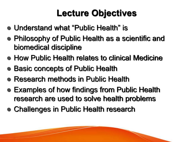 Public Health Lecture 1 Introduction To Public Health Ppt