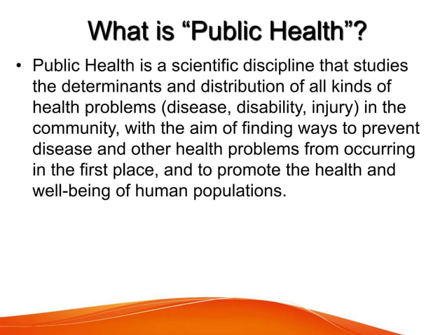 Public Health Lecture 1: Introduction to Public Health | PPT