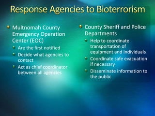 Public health response to bioterrorism | PPTX