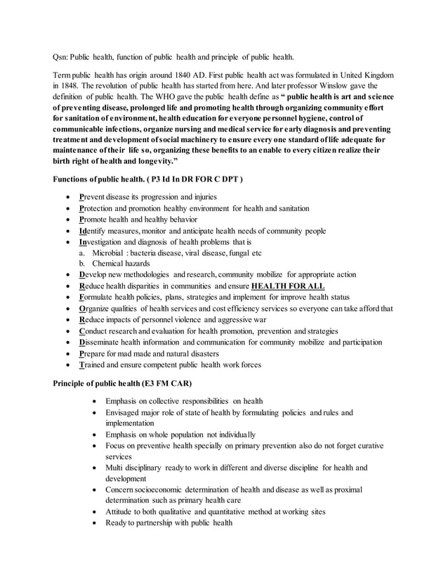 Public health function and principle | DOCX