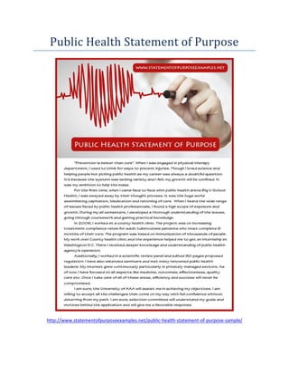 Public Health Statement of Purpose | PDF | Medical Health