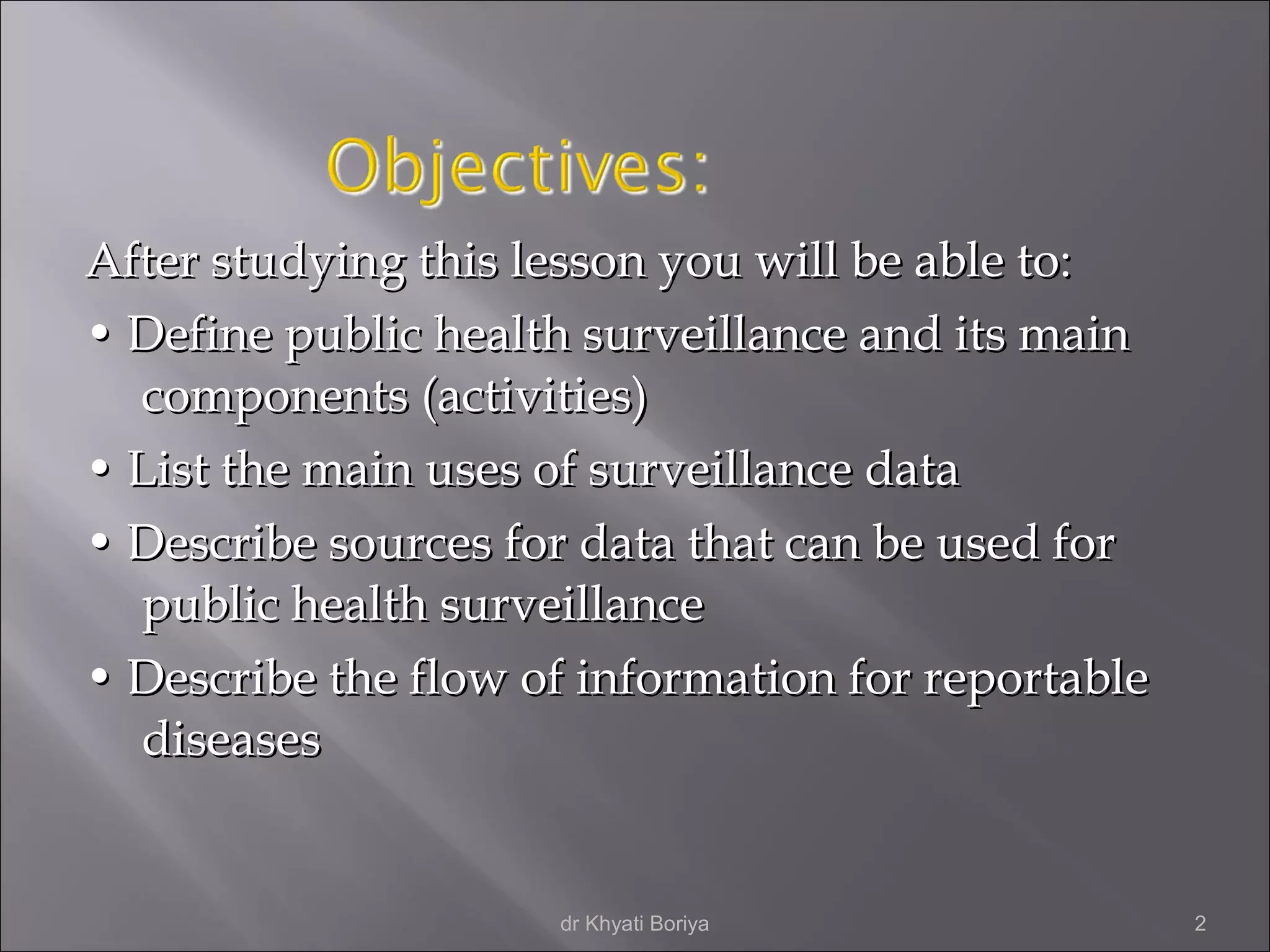 Public health surveillance | PPT