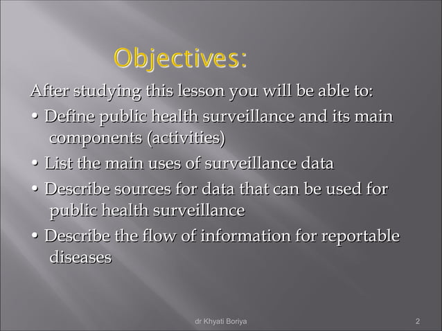 Public health surveillance | PPT