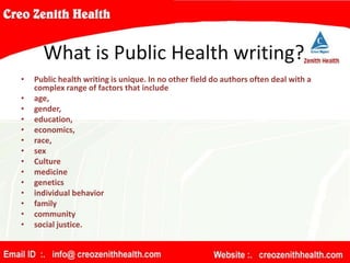 Public health writing - Creo Zenith Health | PPSX