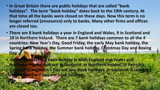 Public holidays in Britain | PPTX