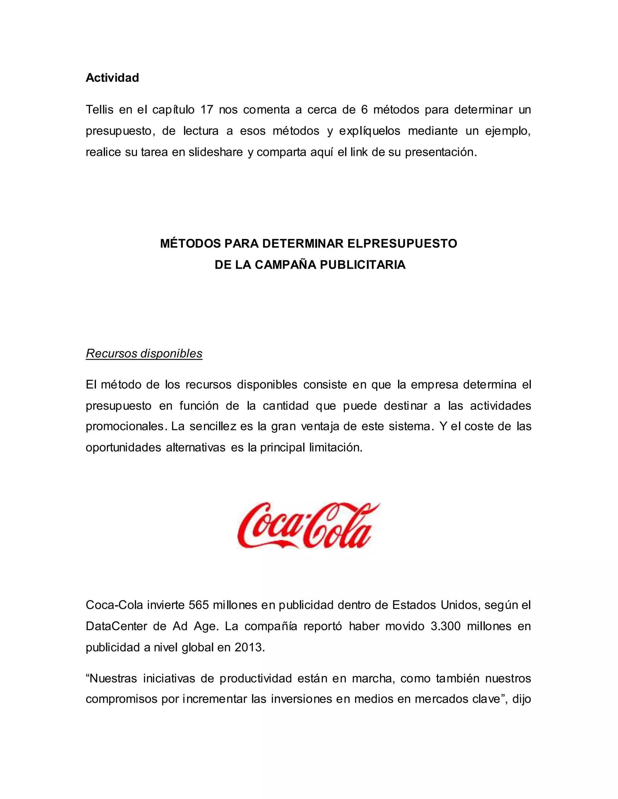 Publicidad tarea elaboración de una campaña | PDF