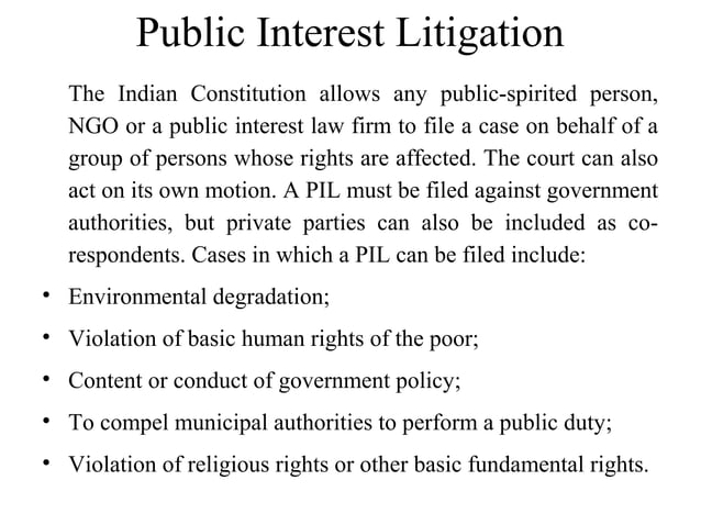 Public interest litigation | PPT | Legal Services Industry | Industries