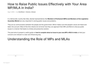 Public Issues-Steps to Raise Concerns with Your Area MP_MLA | PDF