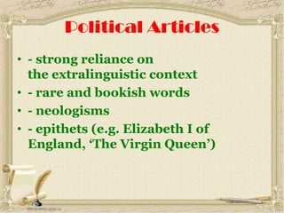 Publicistic Style in the English Language | PPTX