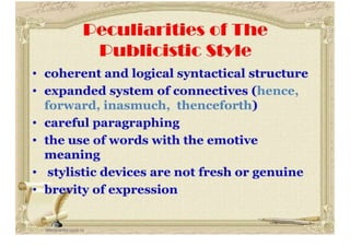 Publicistic Style In The English Language | PDF
