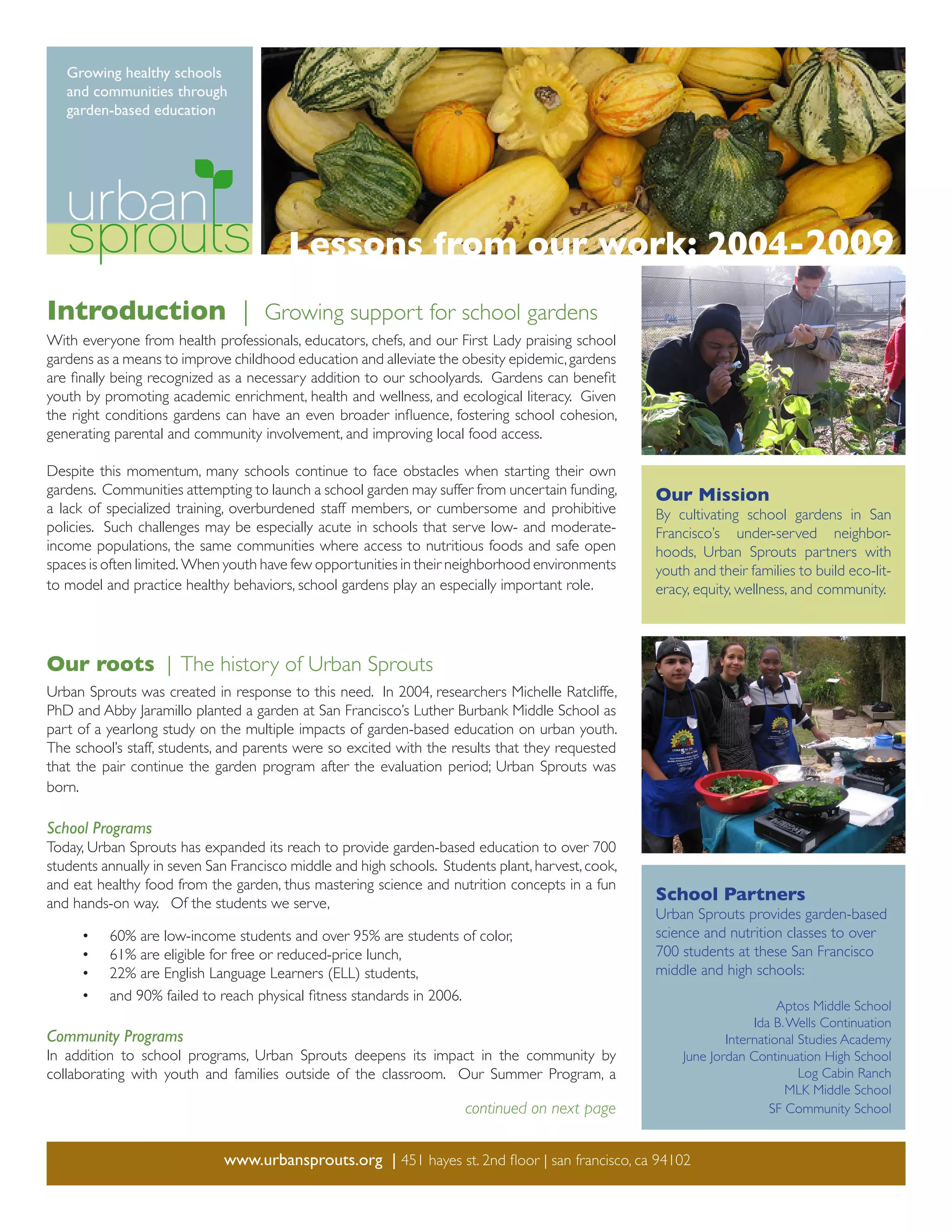 Urban Sprouts: 5-year retrospective | PDF