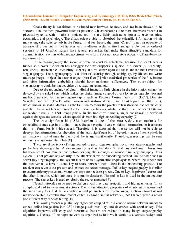 Public key steganography using lsb method with chaotic neural network | PDF