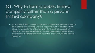Public limited company 7 faq's | PPT
