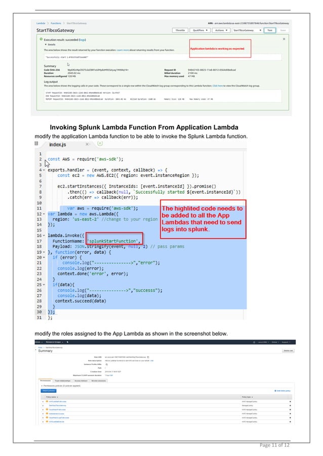 Publishing AwsLlambda Logs Into SplunkCloud | PDF