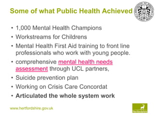Public Mental Health - examples of local leadership | PPTX