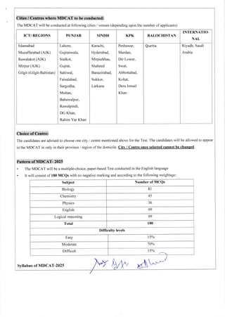 Comprehensive Guide to MDCAT 2025: Registration, Schedule, and Syllabus ...