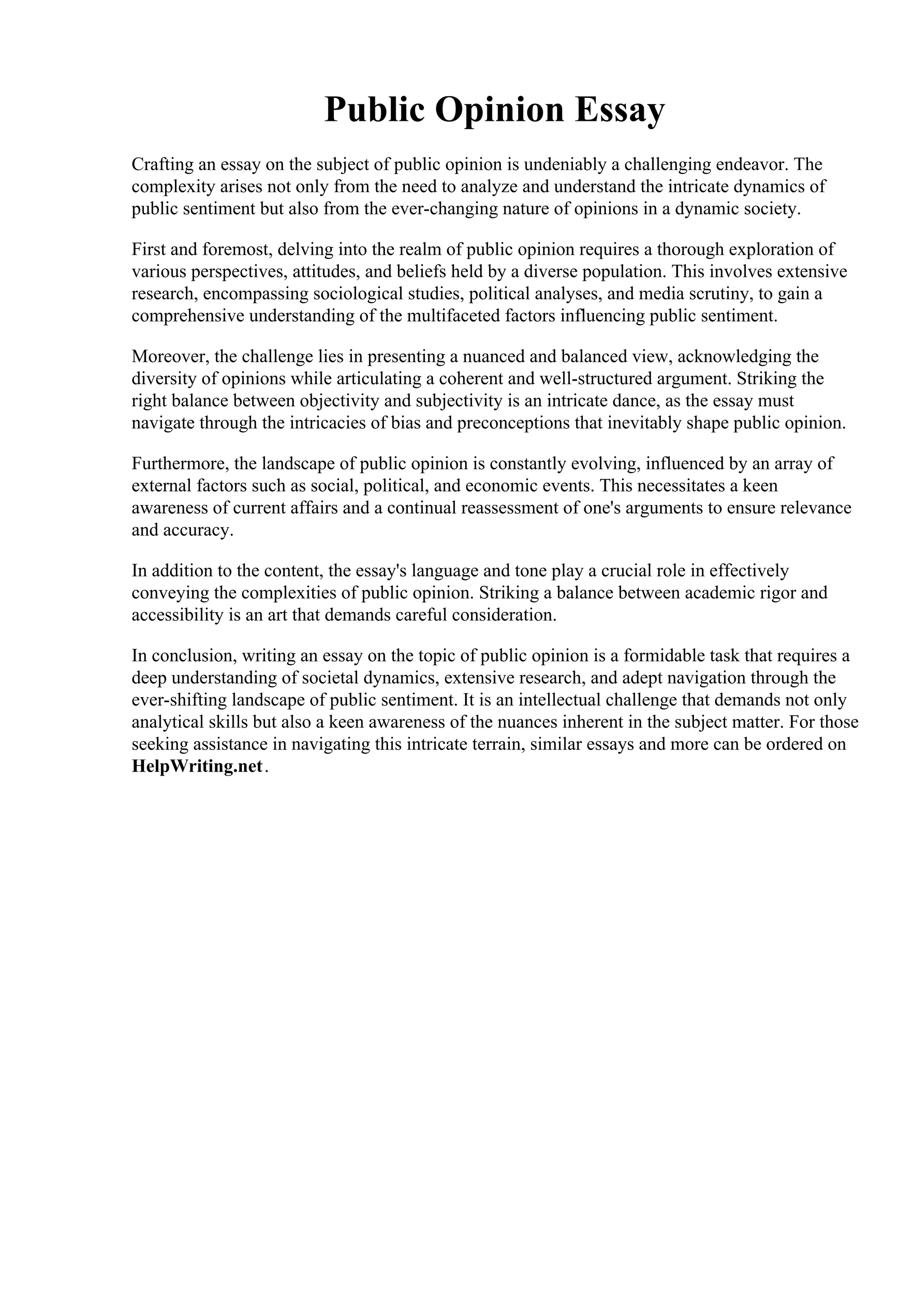 Public Opinion Essay. Opinion Essay: The Main Features and ...