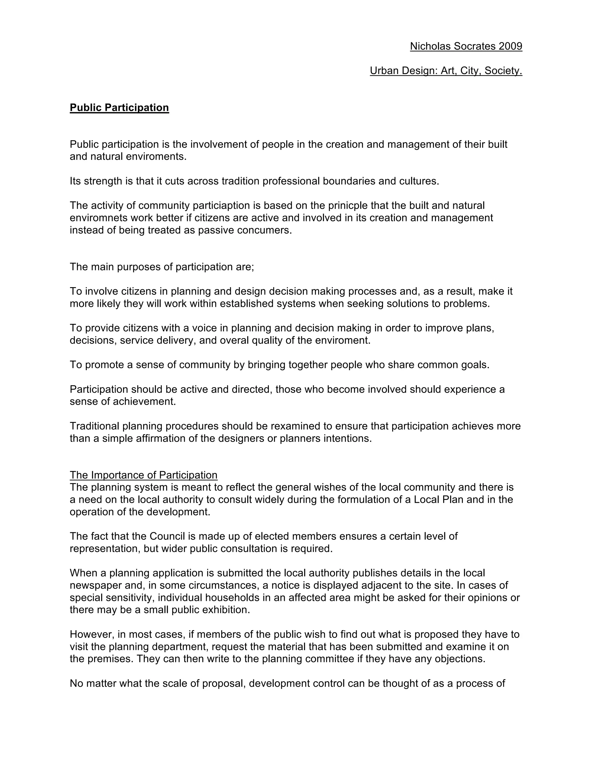 Public Participation in Urban Design and Planning | PDF