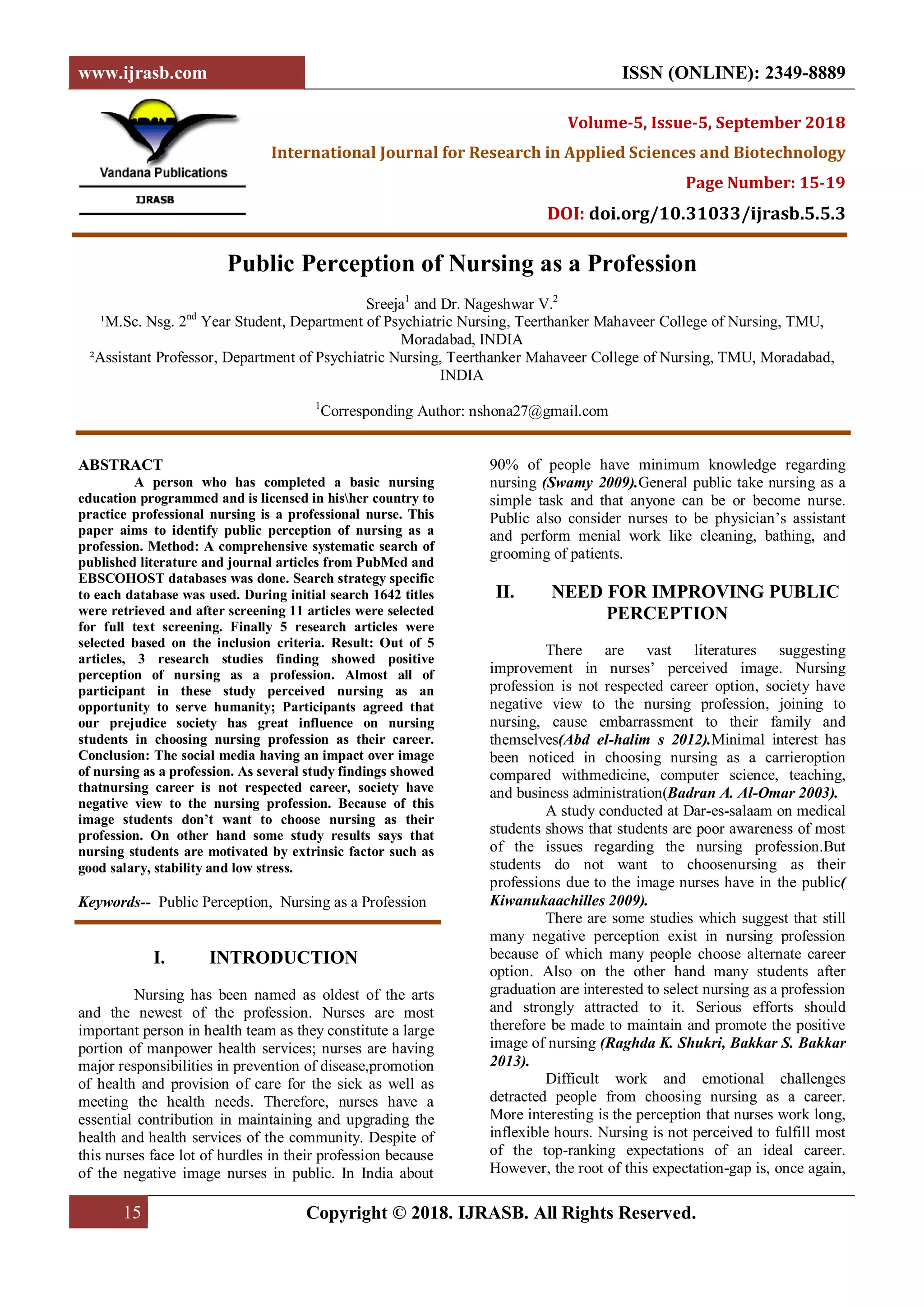 Public perceptionofnursingasa profession | PDF