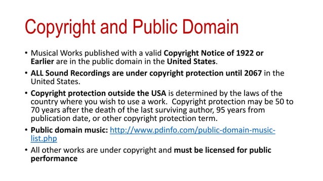 Public Performance of Music and Copyright Compliance | PPT