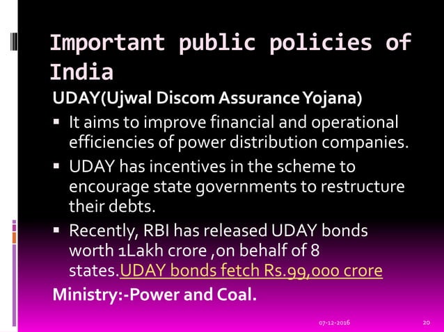 Public policies in India | PPTX | Political Issues & policy | Politics