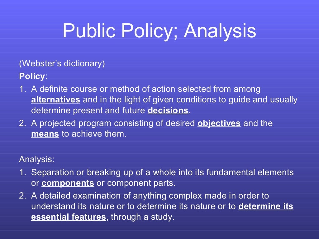 Public Policy Analysis