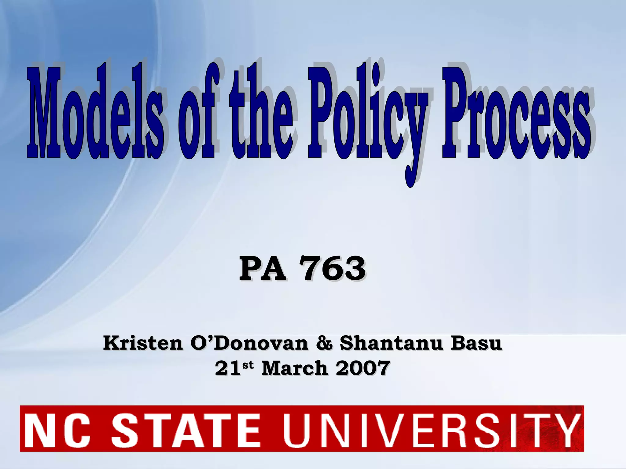 Public policy analytical models | PPT