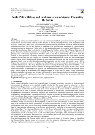 Public policy making and implementation in nigeria connecting the nexus | PDF