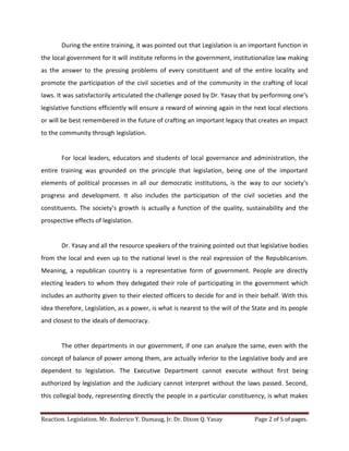 PUBLIC POLICY FORMULATION AND IMPLEMENTATION: REACTION TO SEMINAR | PDF