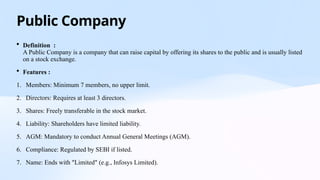 public, private and one person companies | PPTX