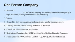 public, private and one person companies | PPTX
