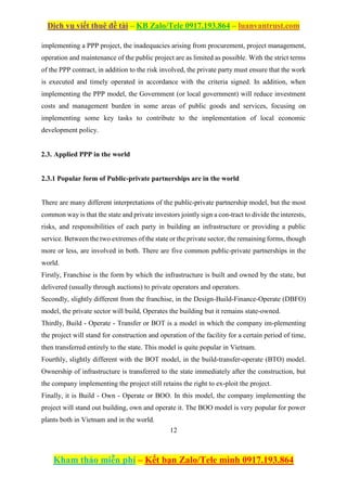 Public Private Partnerships as an instrument to development of Vietnam Advantages and challenges ...