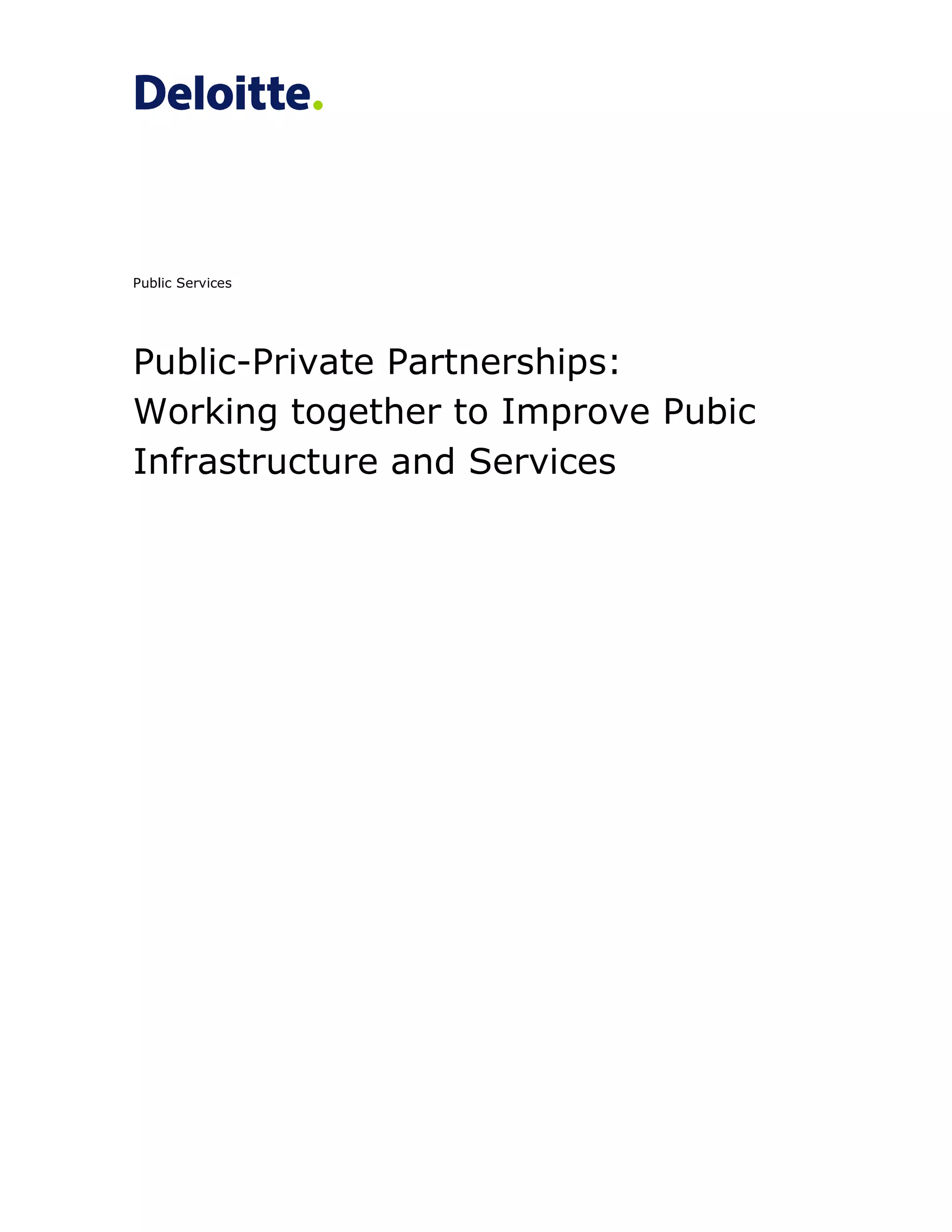 Public Private Partnerships Deloitte | PDF