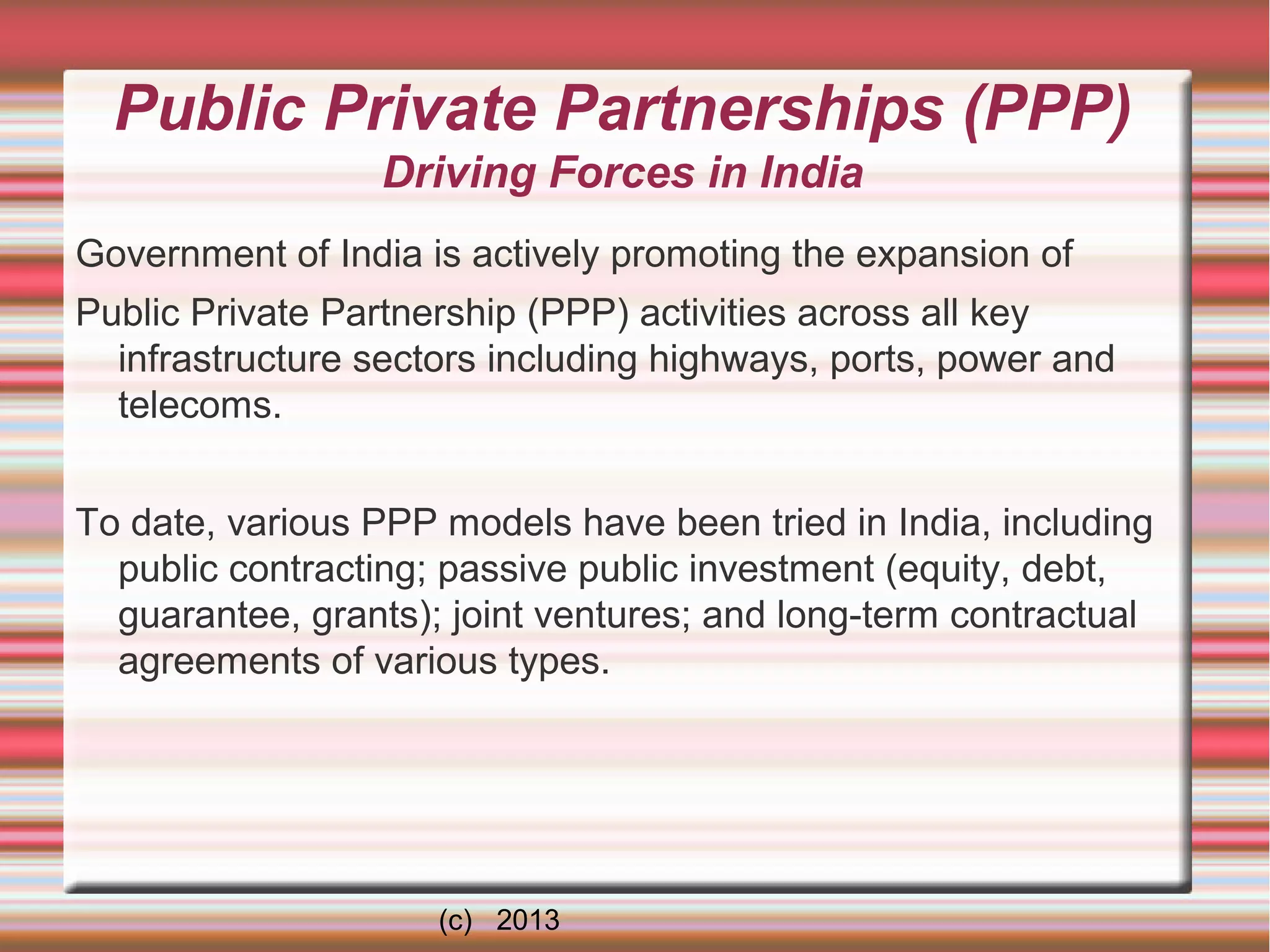 Public private partnerships in India | ODP