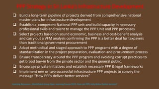 Public private partnerships in infrastructure projects | PPSX