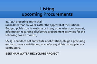 Public procurement & Disposal - comparison between the Guyanese and T&T ...