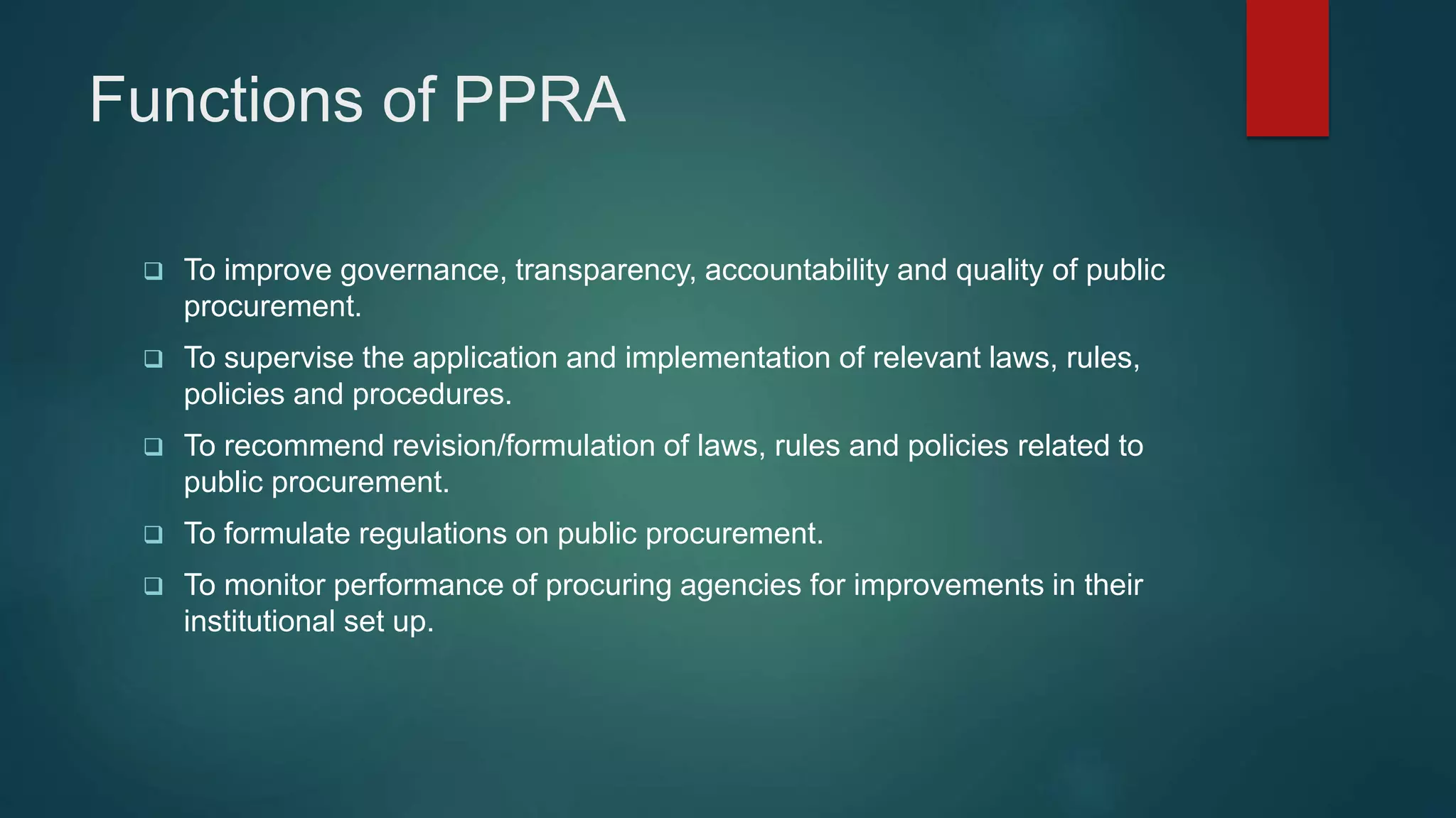 Public procurement regularity authority (ppra) | PPTX