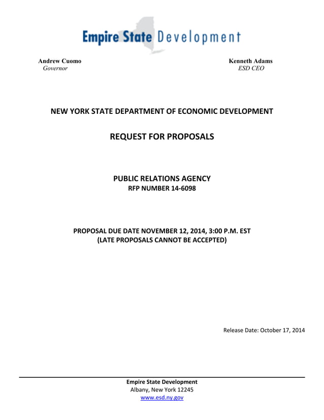 RFP: I love NY Seeking PR Firm for State's Iconic I Love NY Campaign | PDF