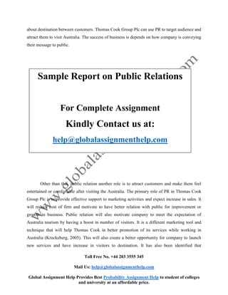 Sample Report on Public Relations By Global Assignment Help | PDF