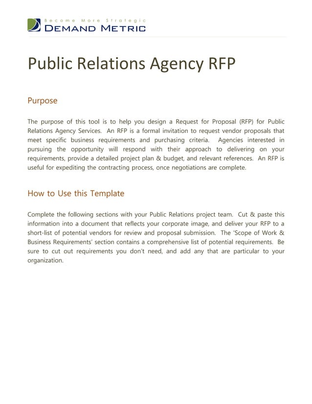 Public Relations Agency RFP | PDF