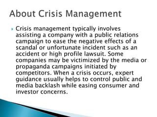 Public Relations and Crisis Management | PPTX