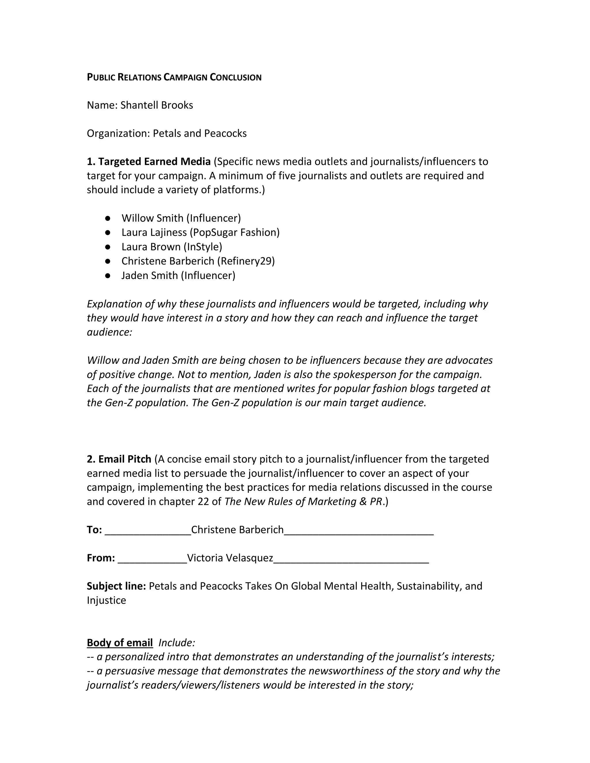 Public Relations Campaign Plan: Petals and Peacock | PDF