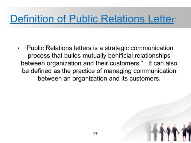 Public Relation's Letter. | PPT