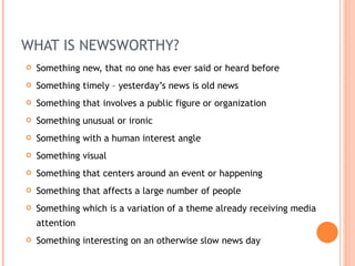 Public Relations Management Session 4 News | PPT