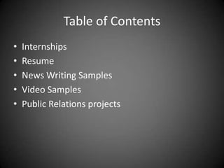 Public relations portfolio | PPTX