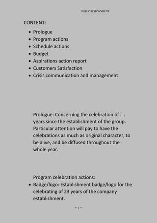 Public relations sample program. | PDF