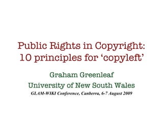 Public Rights in Copyright - Greenleaf | PPT