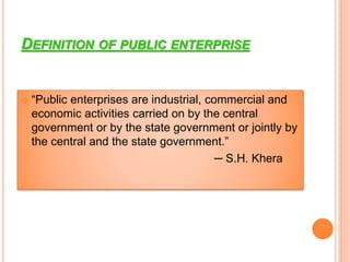 Public sector in India, role of public sector | PPTX