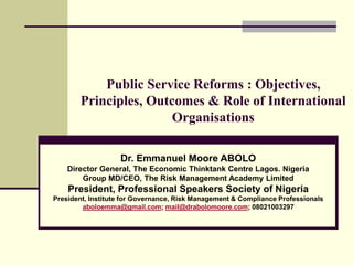 Public Service Reforms: An Introduction | PPT