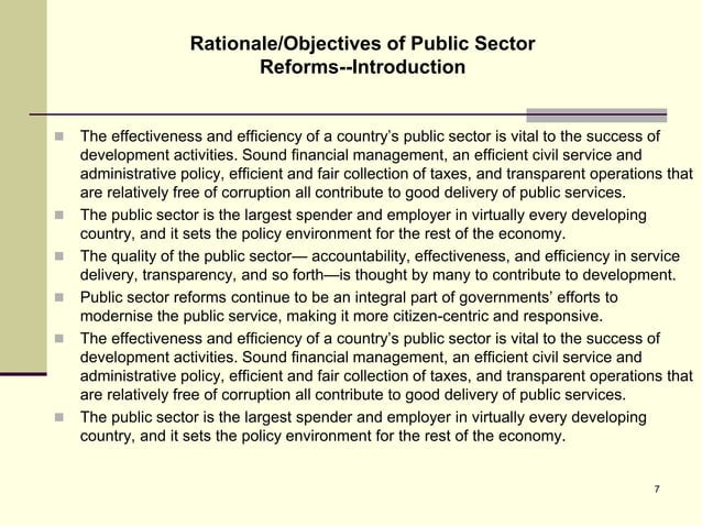 Public Service Reforms: An Introduction | PPT | Business | Business and ...